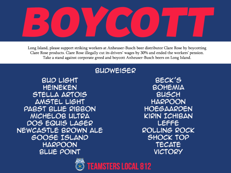 Boycott Anheuser-Busch this July 4th on Long Island - Teamsters